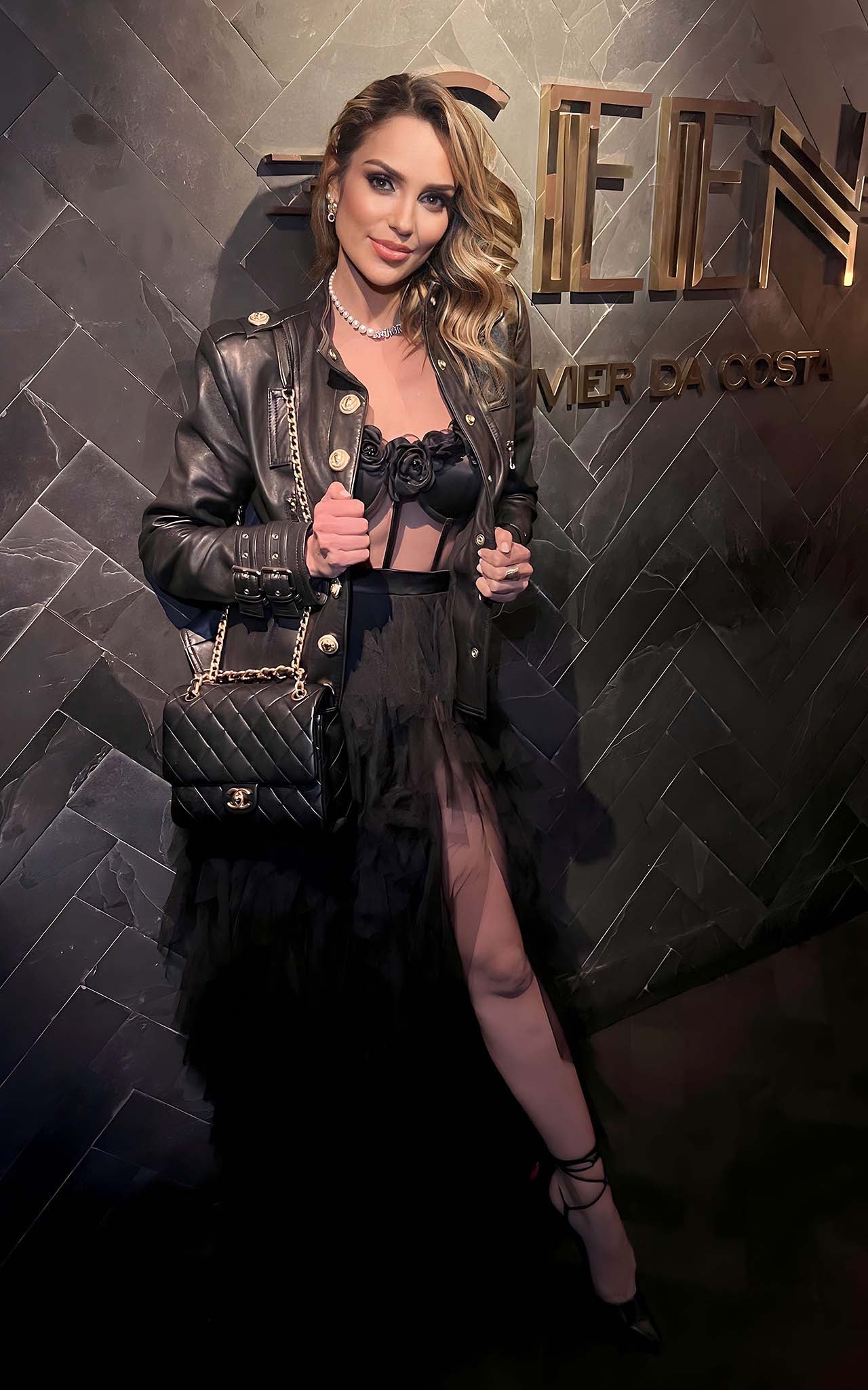 Darling Angel Black Flower Detail Bustier Layered Tulle Thigh Slit Bir ...